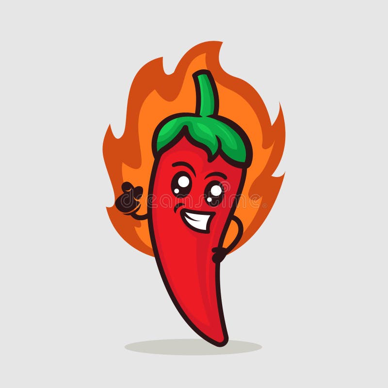 Cute Red Hot Chilli Pepper Character Illustration in Cartoon Style ...