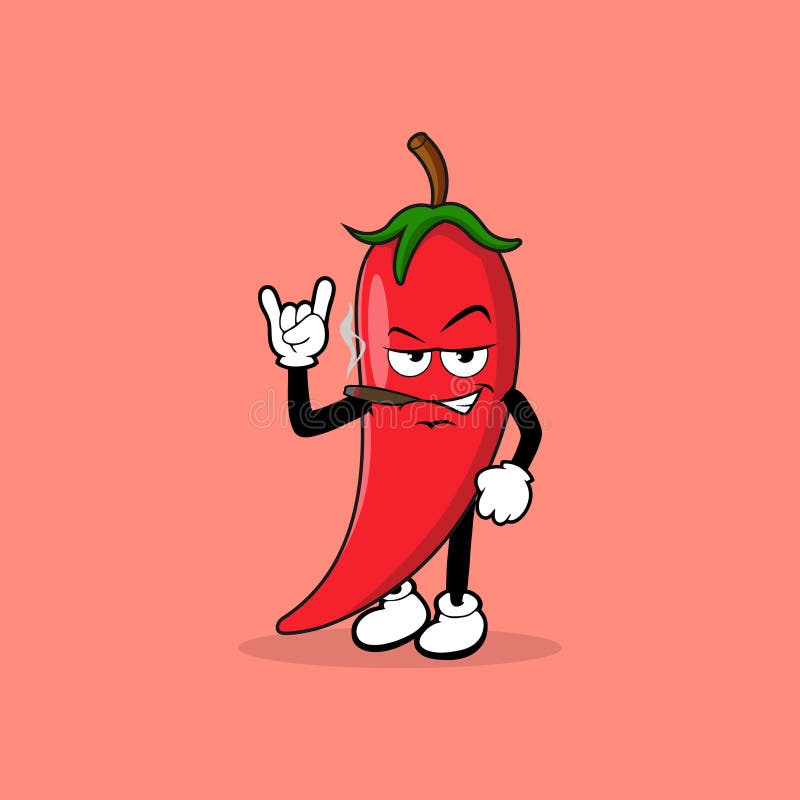 Chilli Mascot Character with Rock and Roll Expression Stock Vector ...