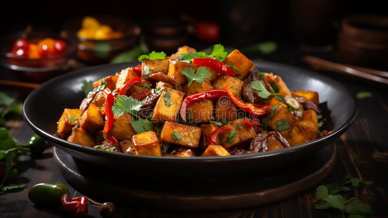 Chilli Paneer Street Food stock illustration. Illustration of paneer ...
