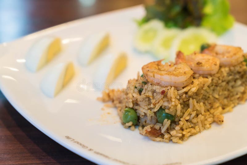 Chilli Paste Fried Rice with Prawn Stock Photo - Image of paste ...