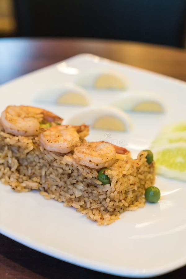 Chilli Paste Fried Rice with Prawn Stock Photo - Image of fried, plate ...