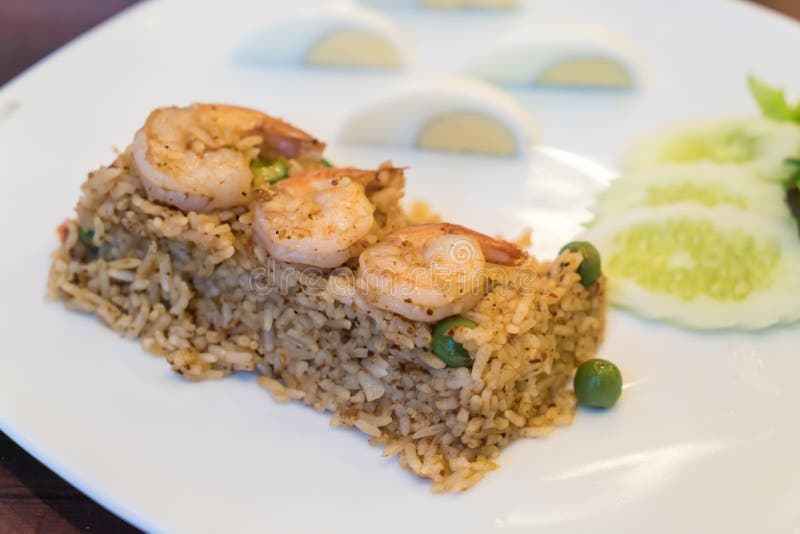 Chilli Paste Fried Rice with Prawn Stock Photo - Image of stir, meal ...