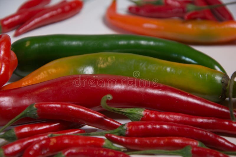 Chilli Pepper, Different Types and Colors, Close-up Photography Stock ...