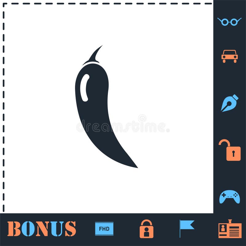 Chilli pepper icon flat stock vector. Illustration of shiny - 145505404