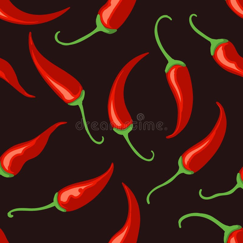 Chilli Pepper Seamless Pattern Stock Vector - Illustration of burn ...