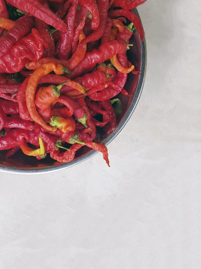 Chilli Peppers. Lots of Red Pepperoni in the Bowl Stock Image - Image ...