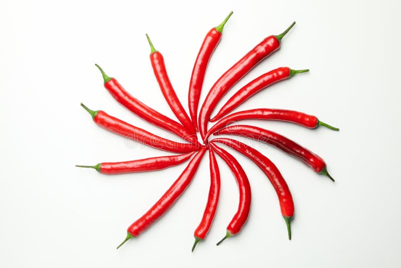 Chilli Peppers on White Background Top View Stock Image - Image of ...