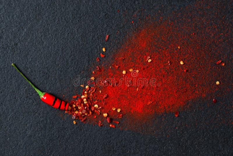 Chilli, Red Pepper Flakes and Chilli Powder Stock Image - Image of ...