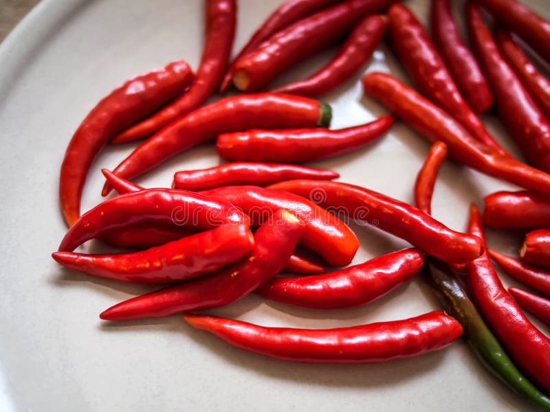 Chilli Red on White Ceramic Plate Stock Image - Image of closeup ...