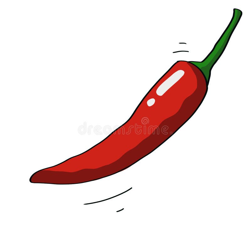 Chilli in Simple Drawing Isolated on White. Stock Illustration ...