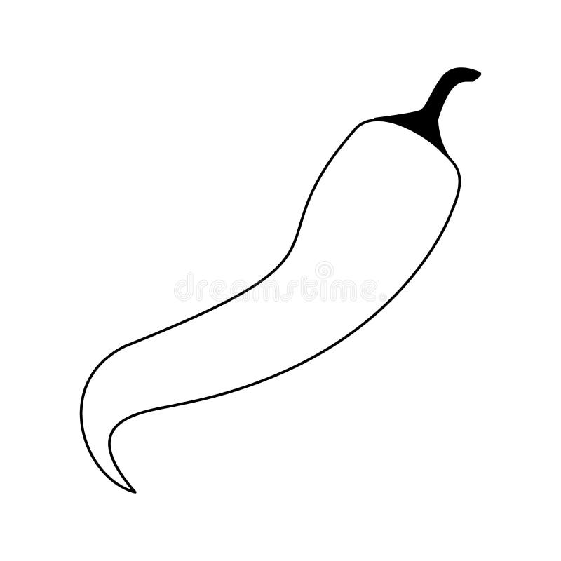 Chilli Spicy Vegetable Isolated in Black and White Stock Vector ...