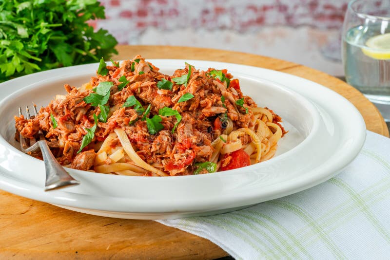 Chilli tuna with pasta stock photo. Image of macaroni - 281409146