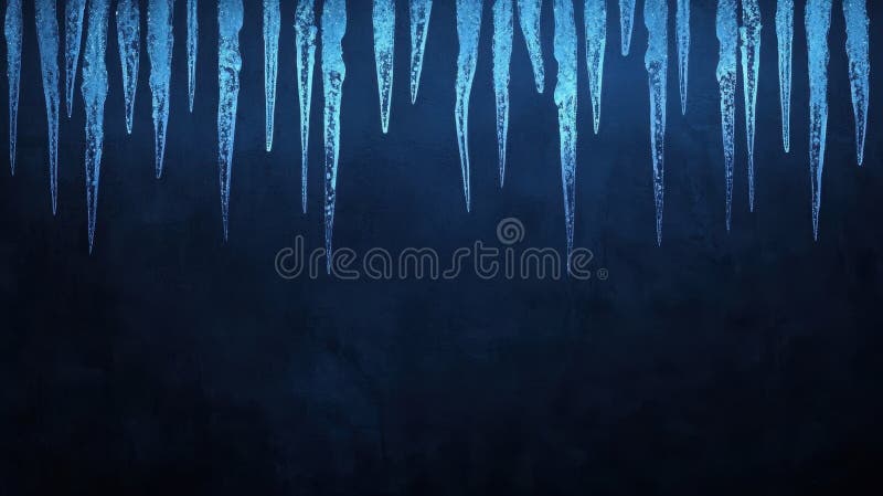 Chilling Blue Icicles on Dark Wintry Background Stock Image - Image of ...