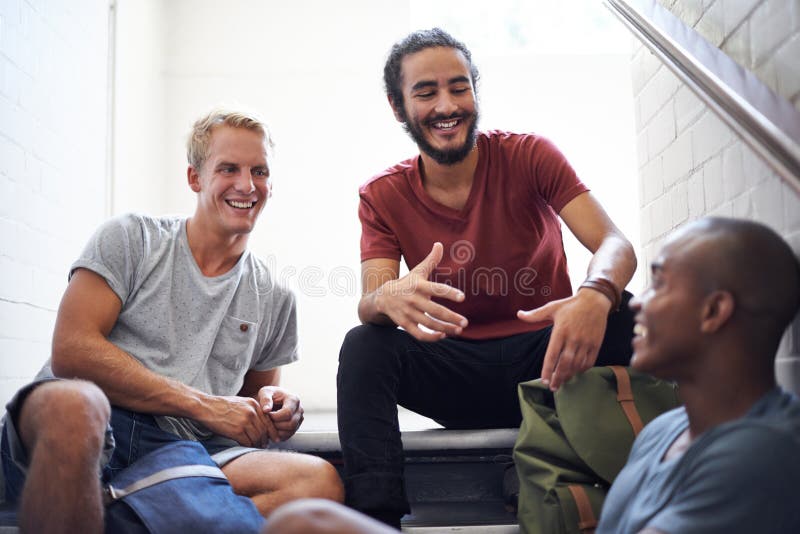 Chilling with the Boys between Classes. Male University Students ...