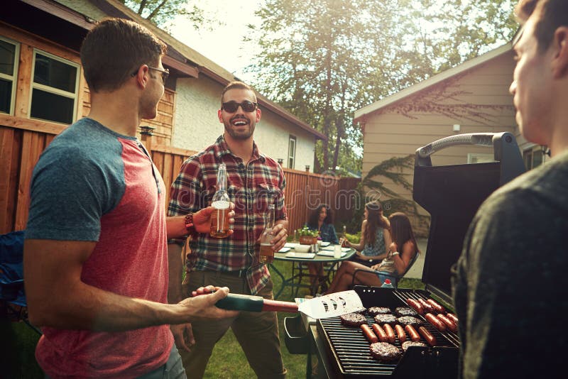 Chilling with the Bros Around the Barbecue. a Group of Friends Having a ...