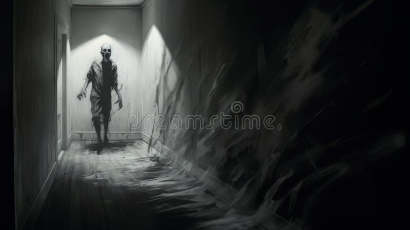 Chilling Creatures: a Dark Speedpainting of a Man in the Hallway Stock ...