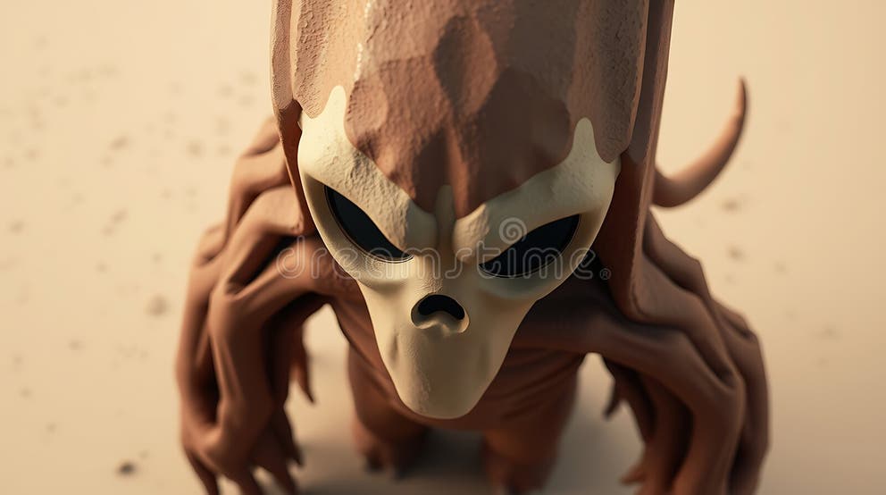 Creepy Alien Creature 3d Render Desert Scene Stock Illustration ...