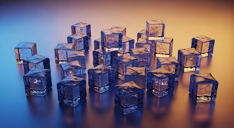 Chilling Ice Cubes Array Under Warm and Cool Lighting for Refreshing ...
