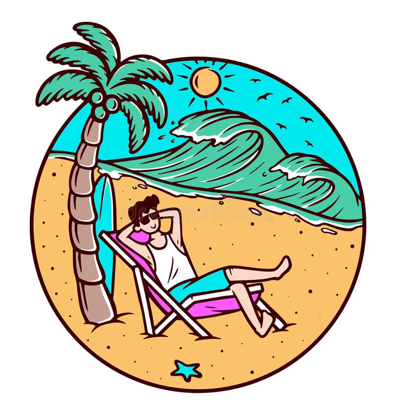 Chilling Out on the Beach Vector Illustration Stock Vector ...
