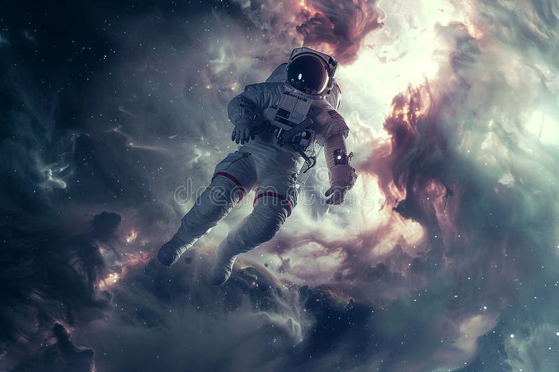A Chilling Scene of an Astronaut Lost in an Eerie Nebulafilled Corner ...