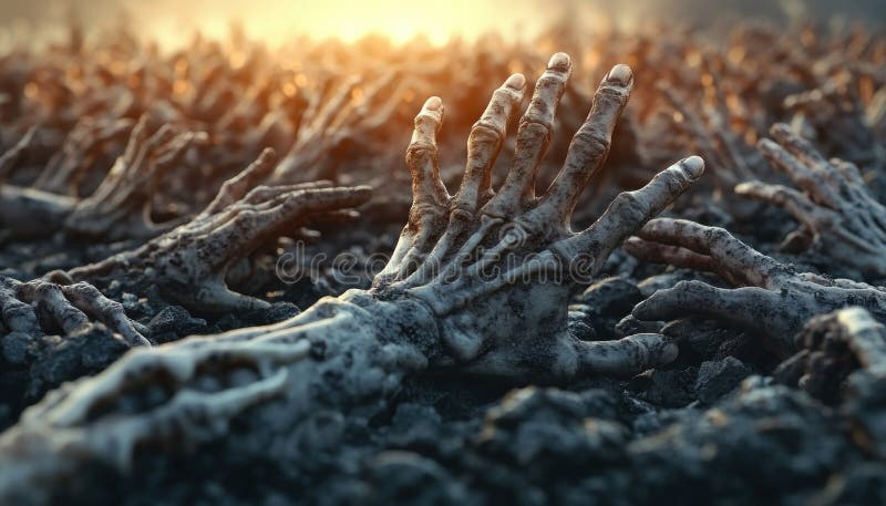 Eerie Graveyard Crawling with Undead Spirits, Cold Hands Reaching Out ...