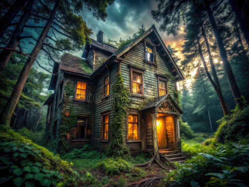 Eerie Silhouette of an Abandoned Mansion in a Haunted Forest a Spooky ...