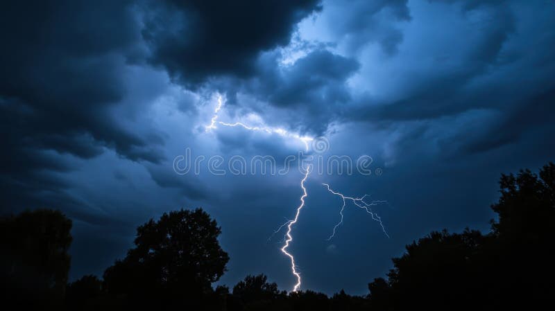 Chilling Storm Lights Up the Dark Sky with Bright Lightning Strikes and ...