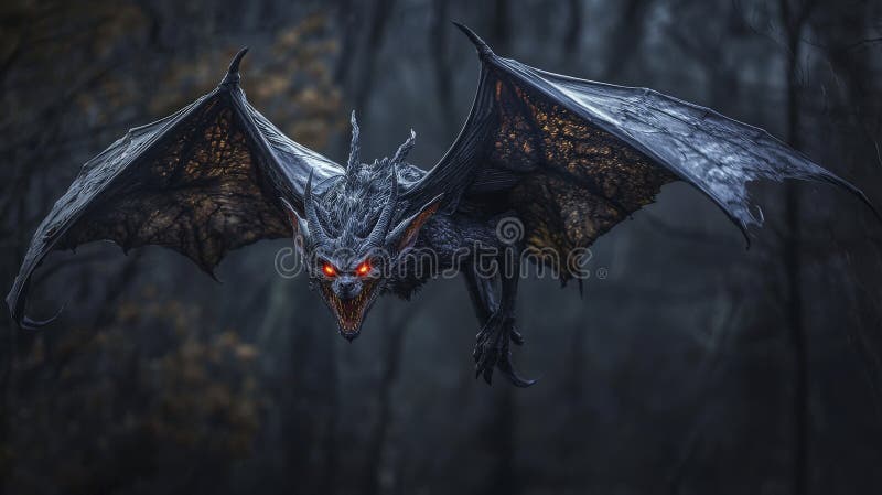 Jersey Devil Soars Over Dark Forest Mythical Creature Mysterious Night ...