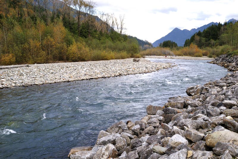 Chilliwack River Autumn View Stock Image - Image of background, flow ...