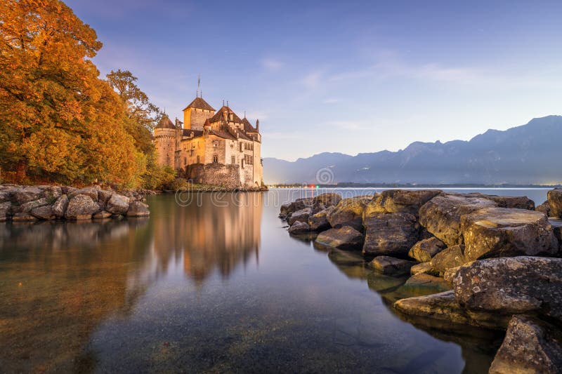 Chillon Castle on Lake Geneva, Switzerland Editorial Photography ...