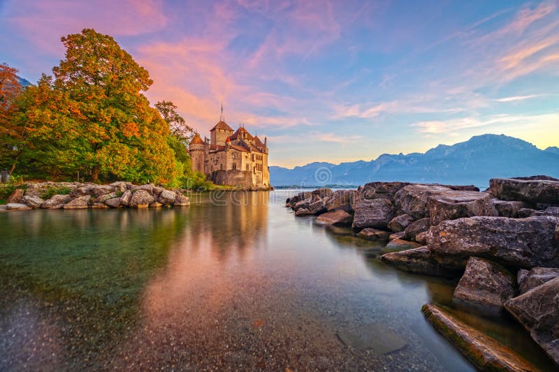 Chillon Castle on Lake Geneva, Switzerland Editorial Stock Photo ...
