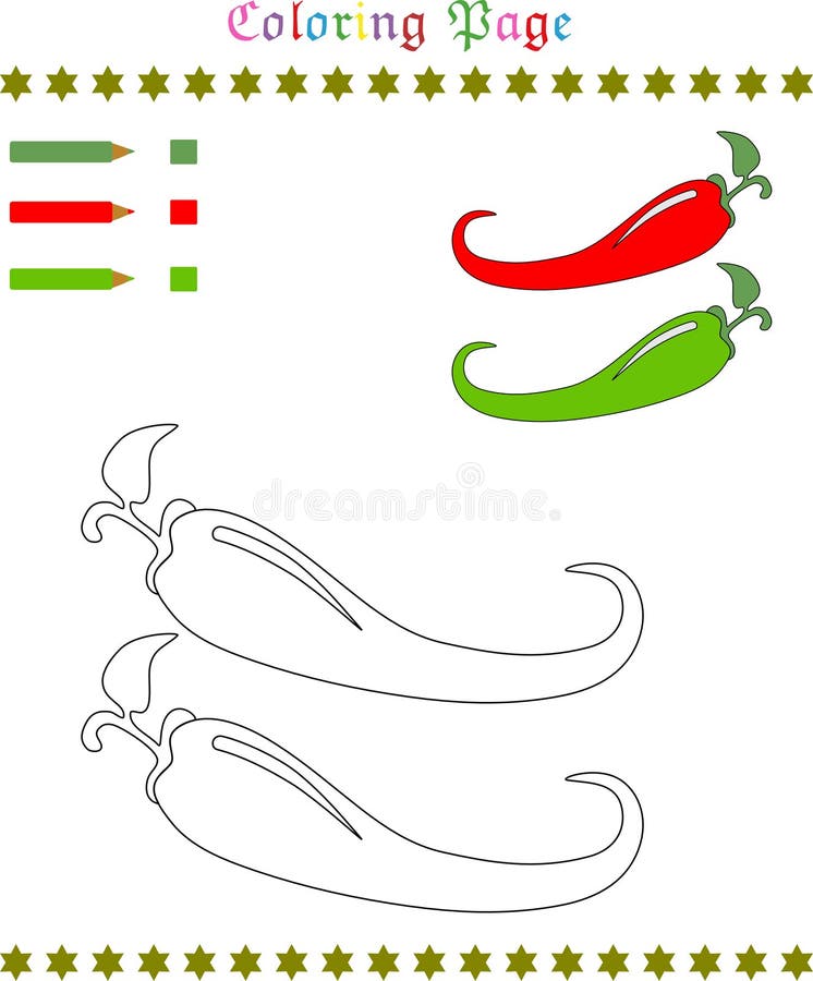 Chilly coloring page stock vector. Illustration of pepper - 80034438