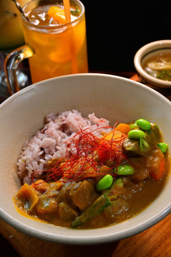 Chilly Curry Beef rice set stock photo. Image of orange - 262331488