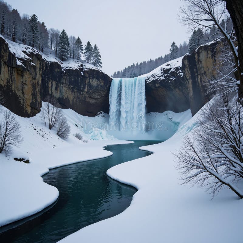 A Chilly Frozen River Landscape Featuring Elsa from Frozen Stock ...
