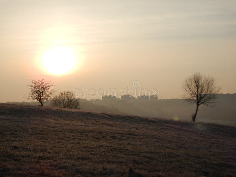 Chilly Morning in an Autumn Nature Stock Photo - Image of grass, meadow ...
