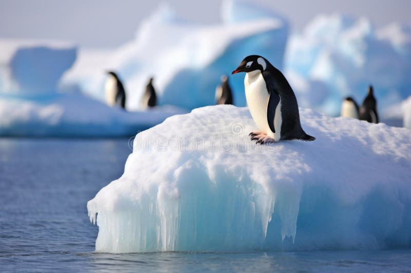 Chilly Penguin Ice Warming Background. Generate Ai Stock Illustration ...