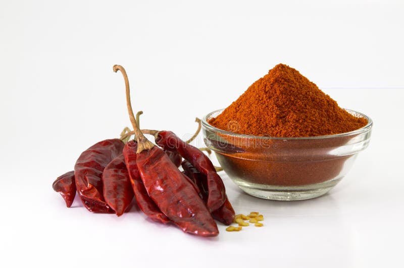 Chilly Powder with Red Chilly, Dried Chilies Stock Image - Image of ...