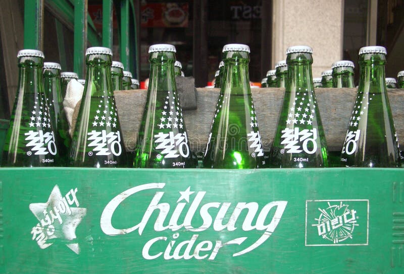 Chilsung Cider editorial stock photo. Image of soda, bottles - 18014008