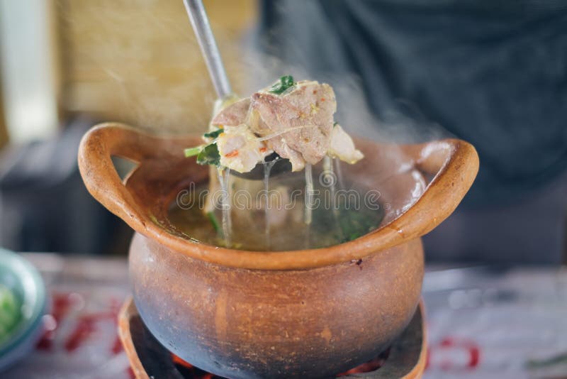 Chim Chum Hot Pot with Hot Smoke Stock Photo - Image of baverage, chum ...