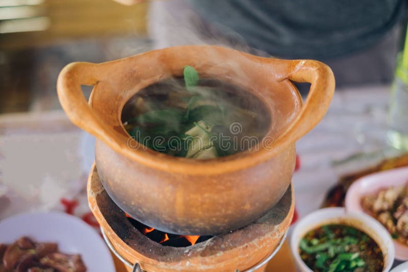 Chim Chum Hot Pot with Hot Smoke Stock Photo - Image of food, chim ...