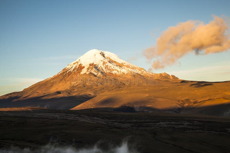 Chimborazo Volcano at Sunset. Stock Photo - Image of nature, snow: 56313424