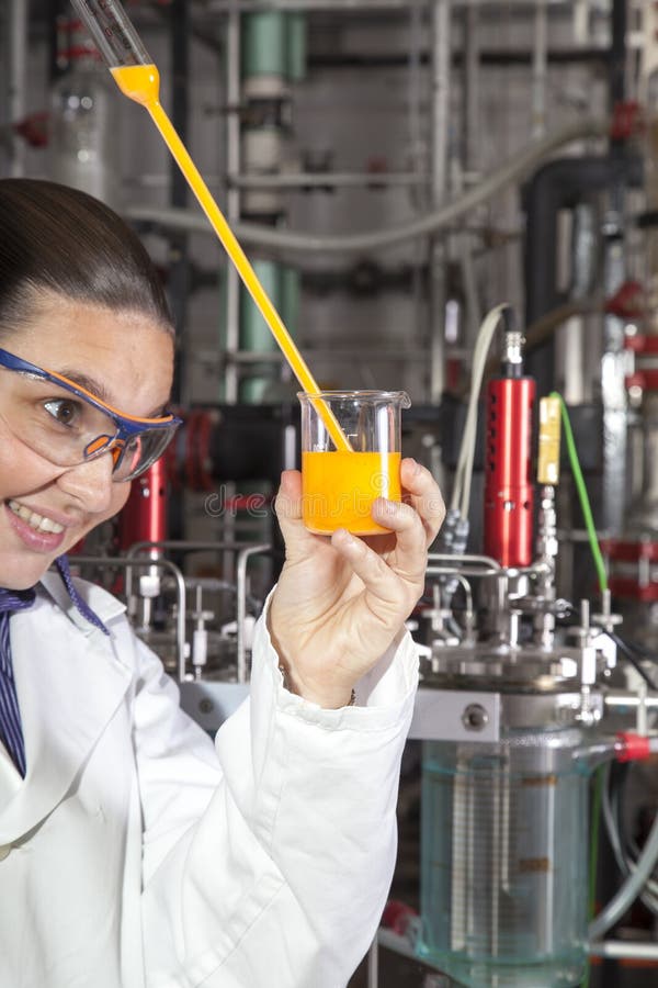 Chimiste Mignon Travaillant Dans Le Laboratoire Image stock - Image du ...