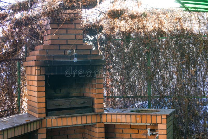 Chimney Barbecue in a Live Fence in Autumn Stock Photo - Image of area ...