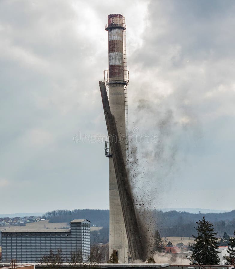 Chimney Blasting and Chimney Collapse in a Small Town Stock Photo ...