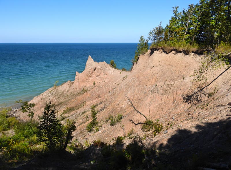 Chimney Bluff Eroded Glacial Shoreline on Lake Ontario Stock Photo ...
