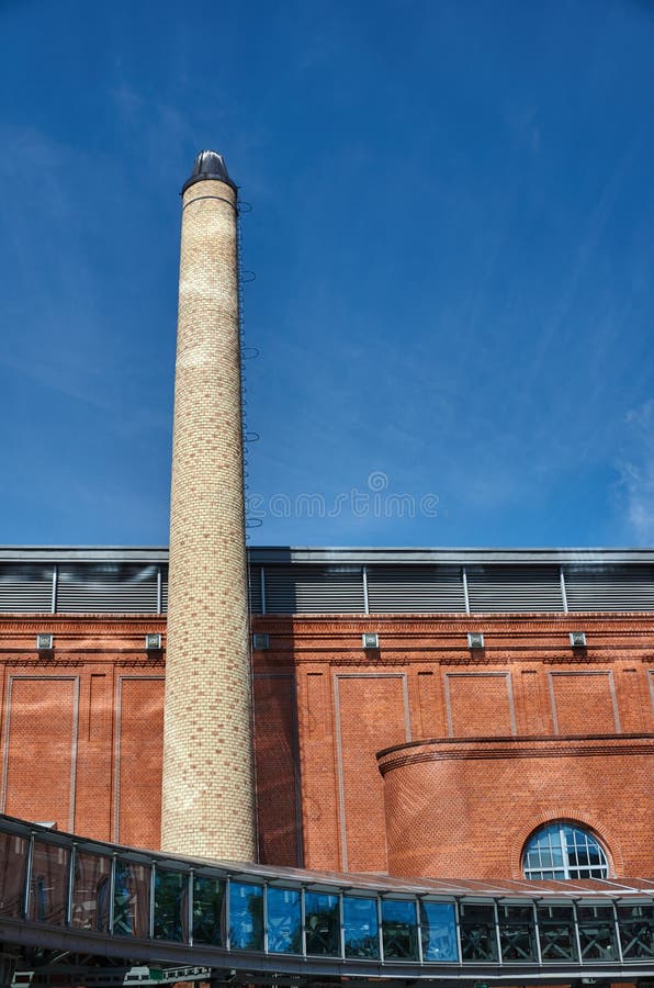The Chimney and the Old Brewery Buildings with Red Brick Stock Photo ...