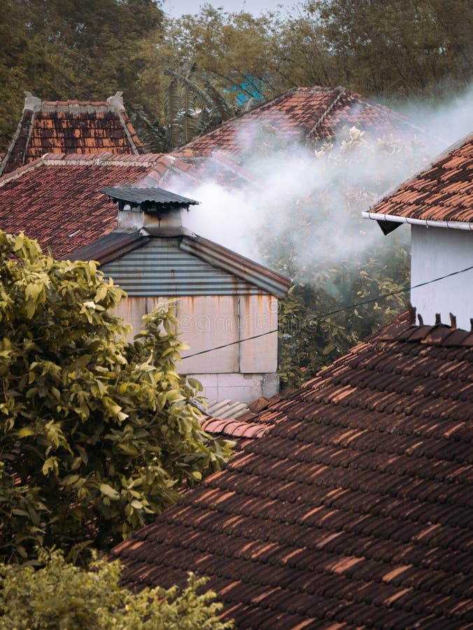 Chimney Burning in the Afternoon Stock Photo - Image of creep, house ...