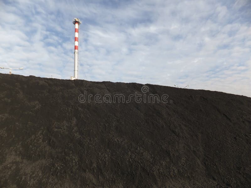 Chimney Coal Boiler and Storage of Fine Coal Stock Photo - Image of ...
