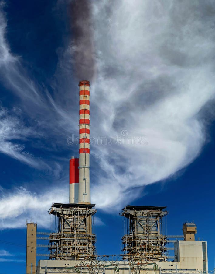 Chimney in Coal Power Plant Stock Image - Image of energy, dramatic ...