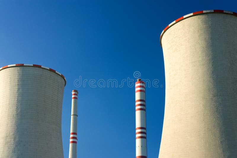 Chimney and Coolingtowers of Nuclear Powerstation Stock Photo - Image ...